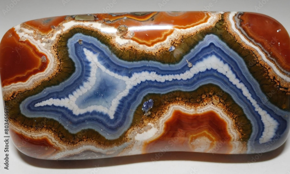 The intricate layers and patterns of an agate stone, revealing a mix of ...