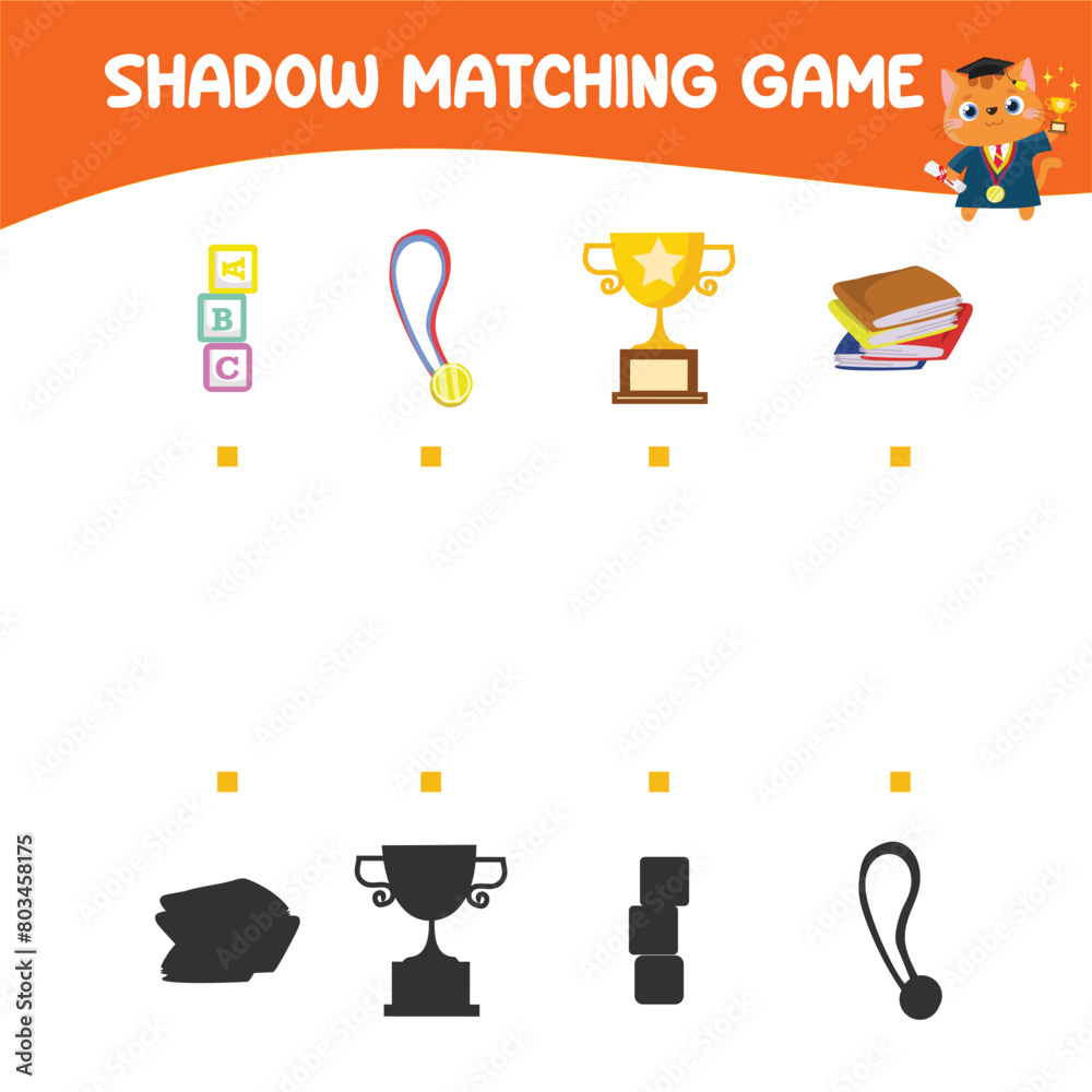 Matching shadow game for children. Find the correct shadow. Worksheet ...