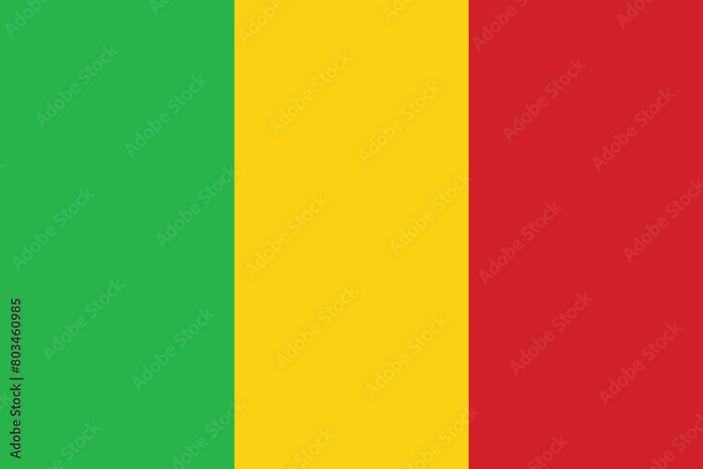 National flag of Mali original size and colors vector illustration ...