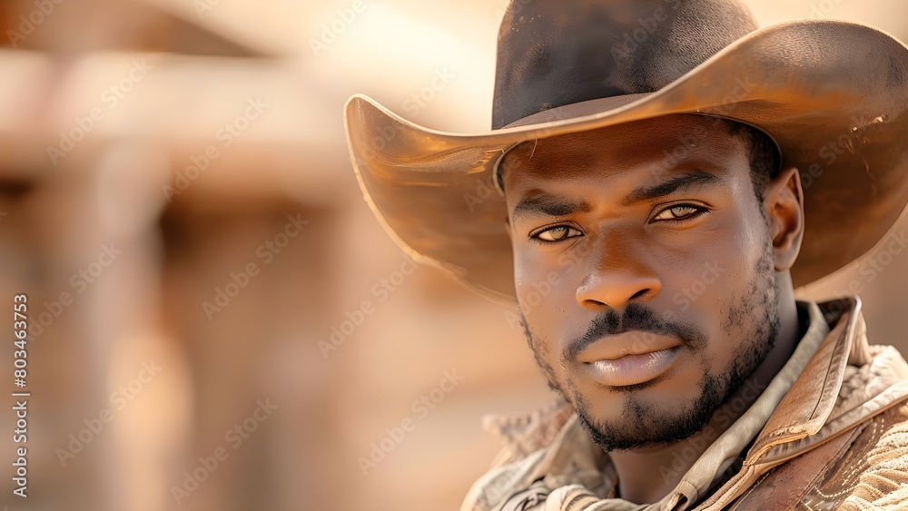 African American cowboy in vintage attire with a rugged look in the ...