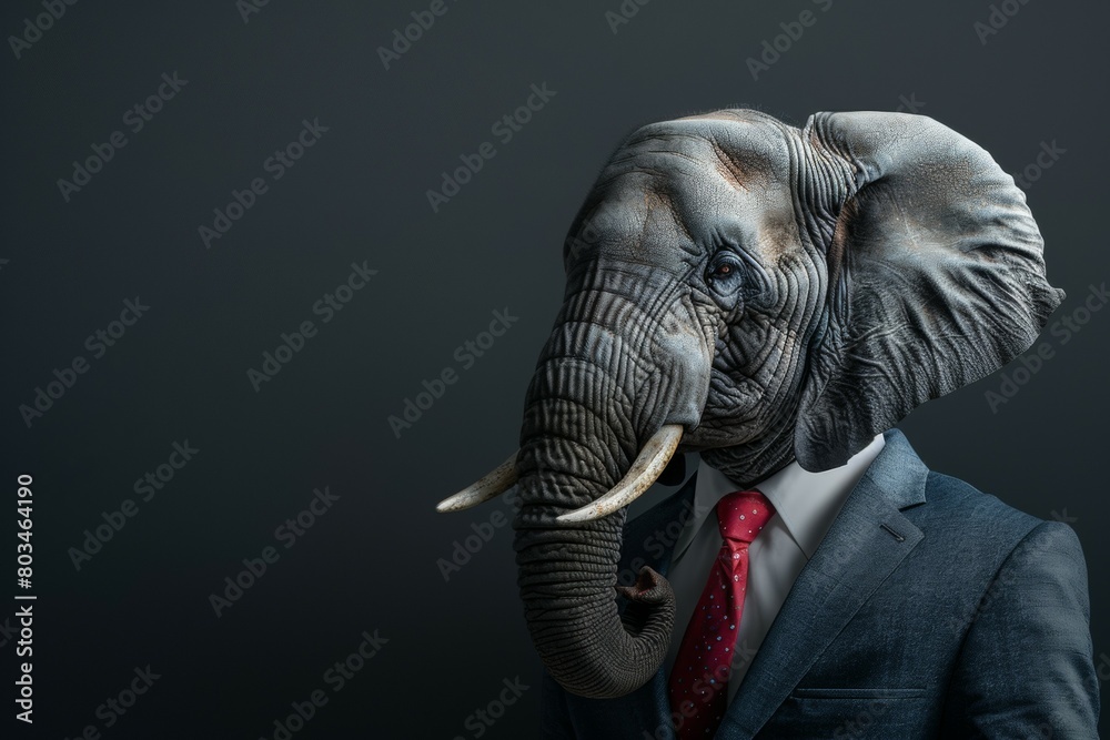 Anthropomorphic elephant in a suit. Metaphor for a Republican ...