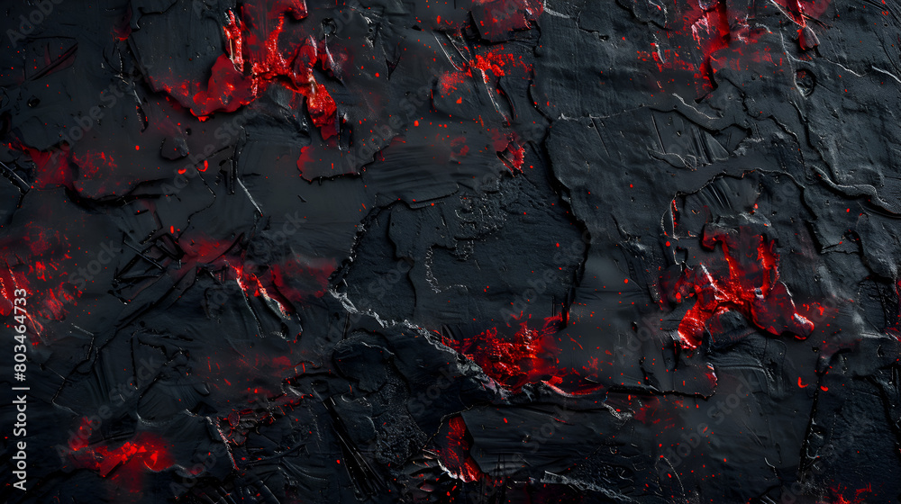 Abstract black background with red elements, grunge tar on concrete ...
