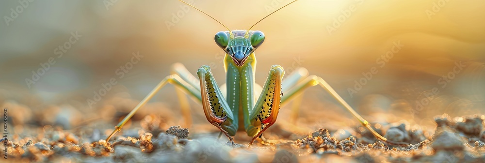 Hyperreal images of a praying mantis stalking, high detail macro ...