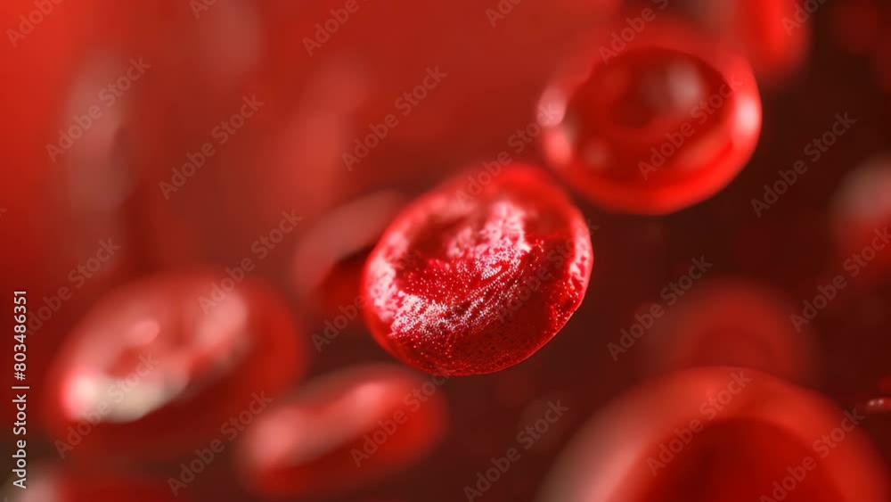 A visual depiction of red blood cells in motion within a blood vessel ...