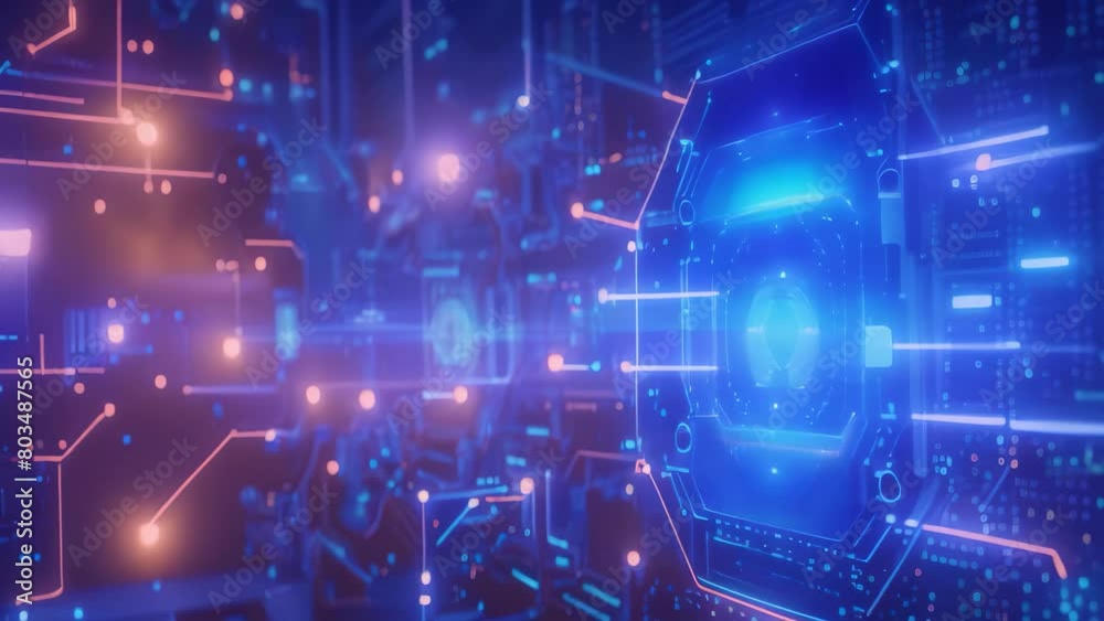 Vidéo Stock A high-tech background featuring a dynamic blue and red ...