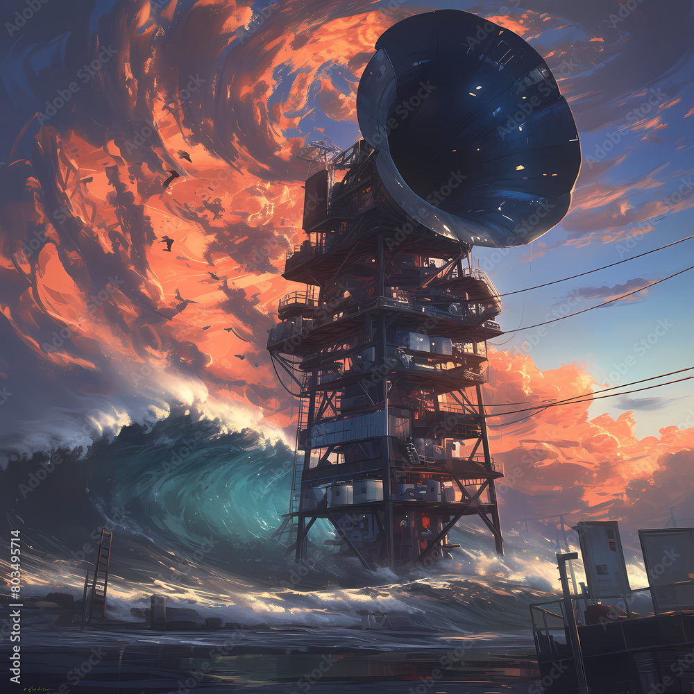 Aerial Perspective of Oceanographic Research Platform Amidst the ...