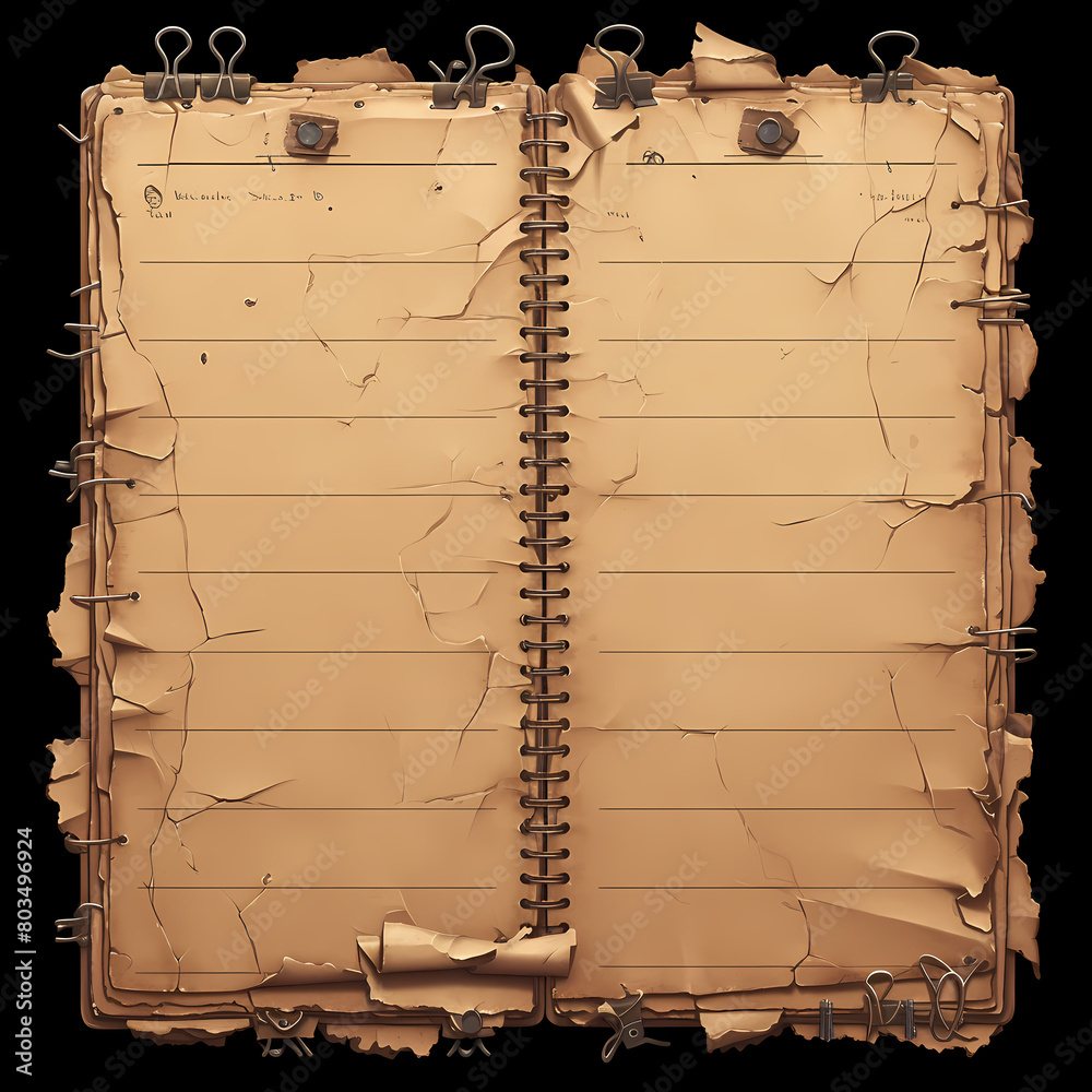 This aged notepad exudes a sense of history, its worn-out pages ready ...