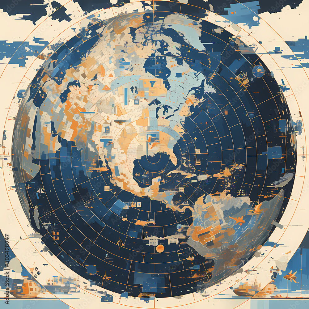 Unveil the Mysteries: A Detailed World Map Illustration with Maze-like ...