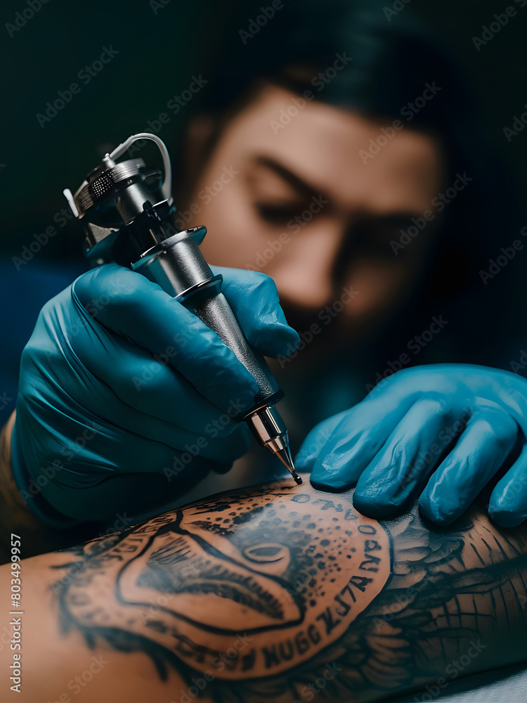 Tatuador tatuando a una persona Stock Photo | Adobe Stock