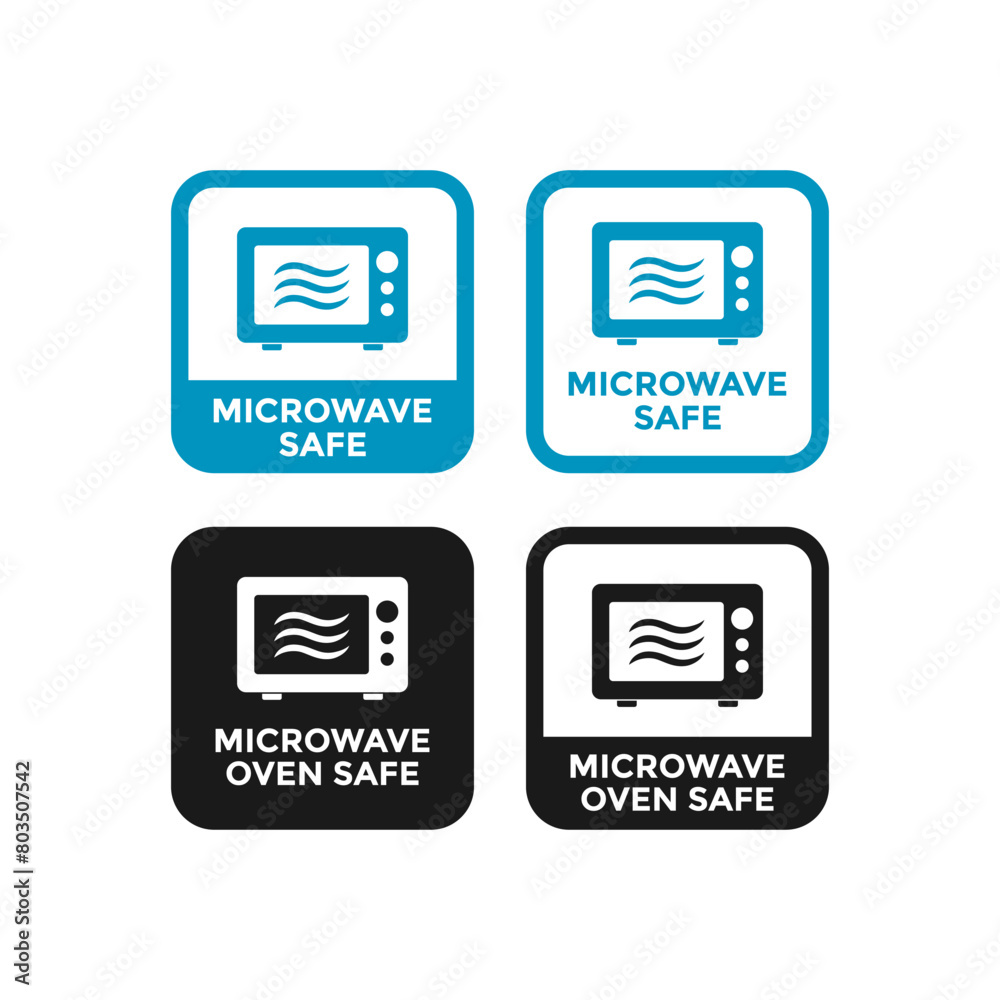 Microwave oven safe badge set. Suitable for utensils information sign ...