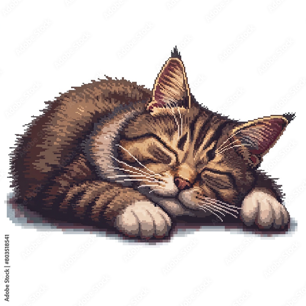 Sleeping Pet Cat Animal Video Game Assets Pixel Art Pack, Retro 8bit ...