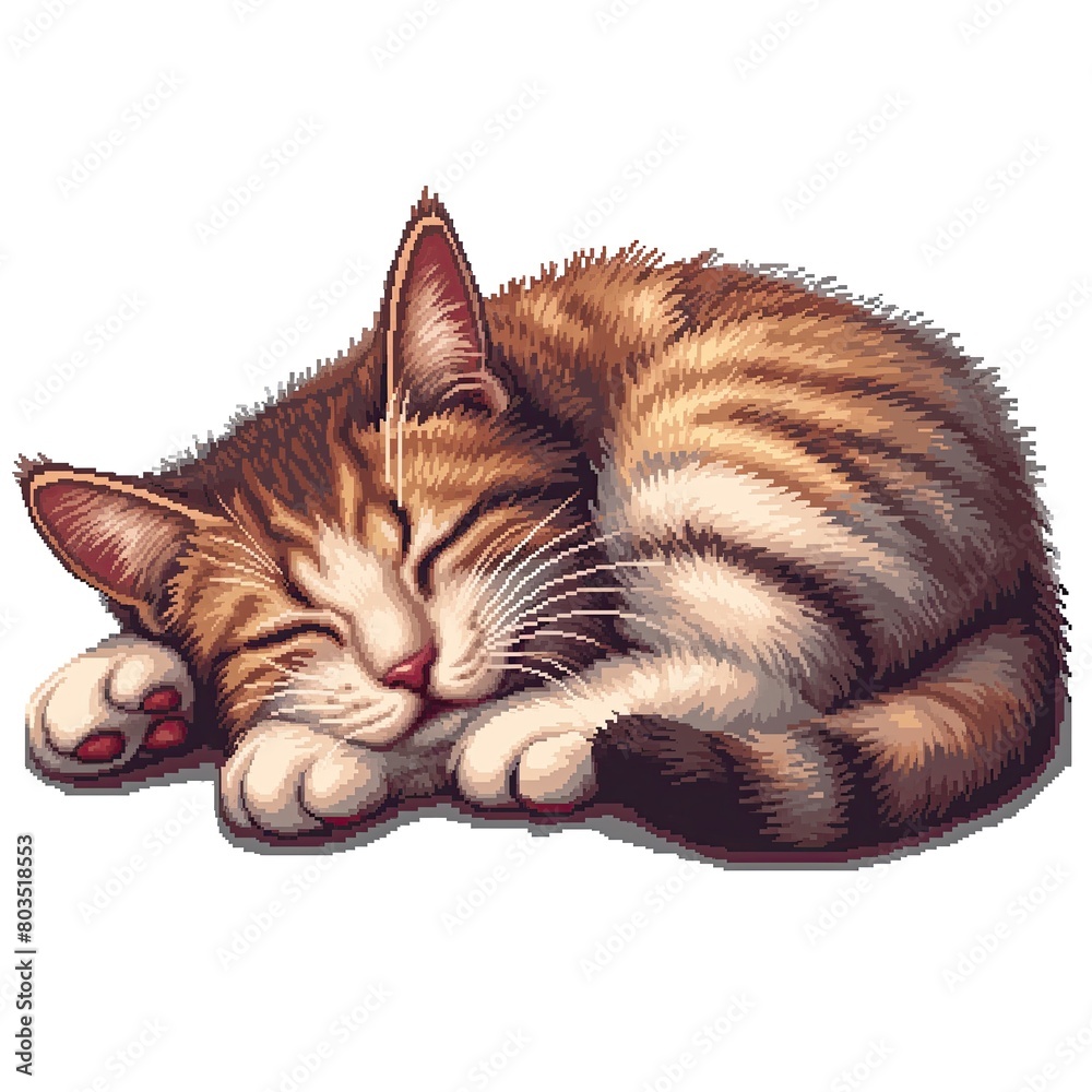 Sleeping Pet Cat Animal Video Game Assets Pixel Art Pack, Retro 8bit ...