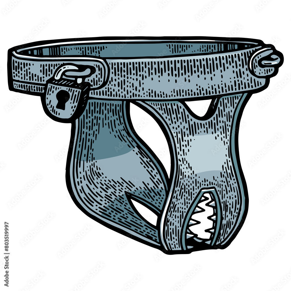 Female Chastity belt medieval torture device sketch engraving PNG ...