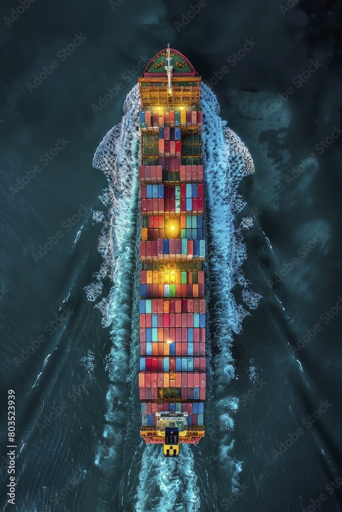 Capturing the dynamic essence of maritime commerce, this aerial shot of ...