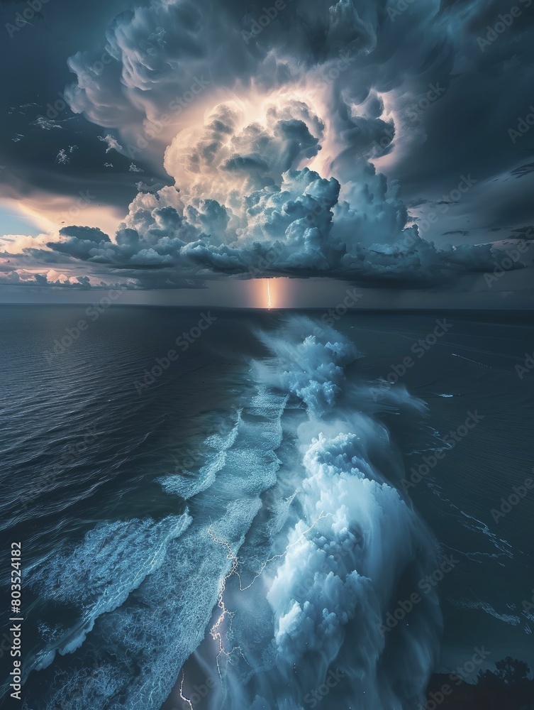 Witness the breathtaking power of a lightning storm above the ocean ...