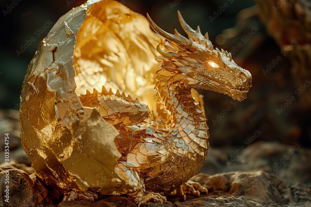 magical golden dragon egg hatching sequence fantasy creature birth ...