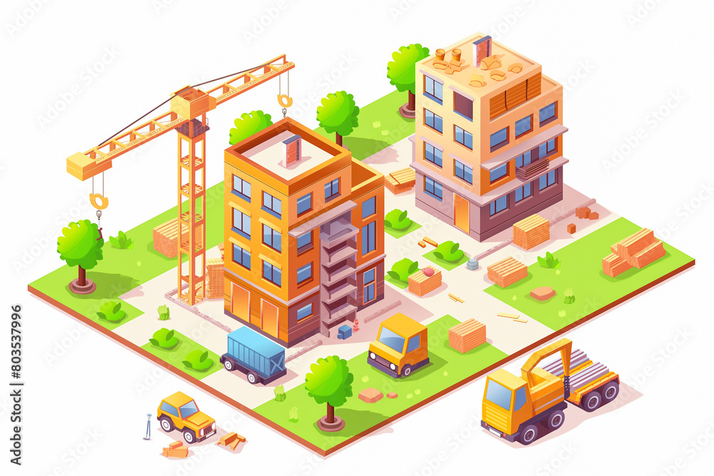 Building under construction industrial development. Architecture and ...
