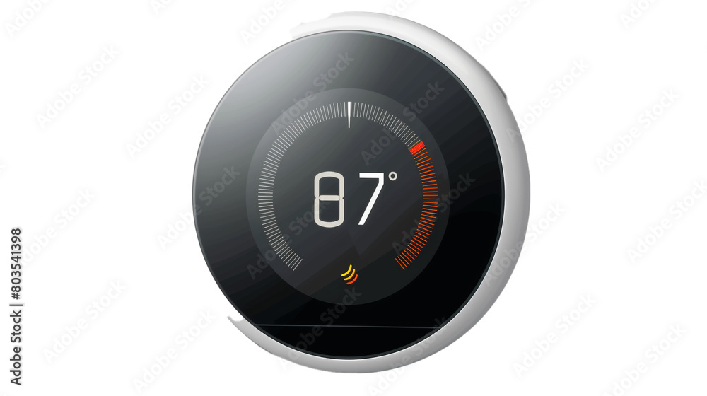 A smart thermostat with a humidity sensor on a transparent background ...