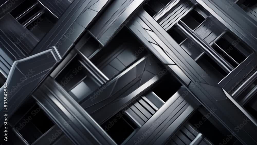 Vidéo Stock Interlocking rectangular prisms form a complex three ...