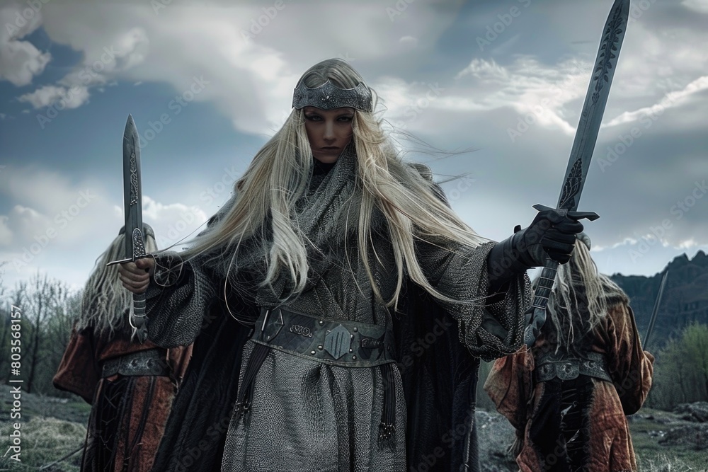 Portrait of a Slavic woman warrior in chain mail: depicting a strong ...