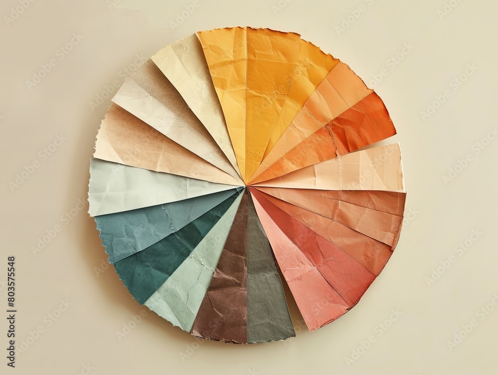 The image is a color wheel made of swatches of watercolor paper Stock ...