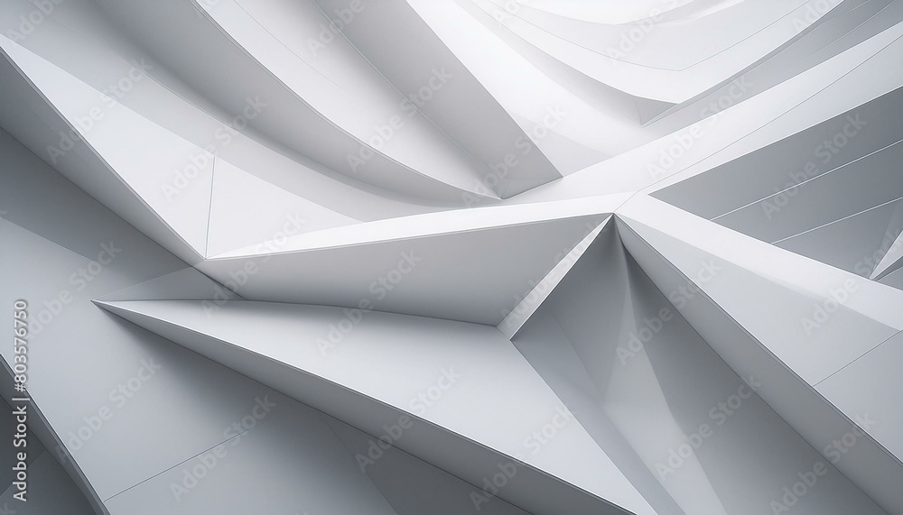 Origami-inspired paper folds creating sharp angles and shadows, in a ...