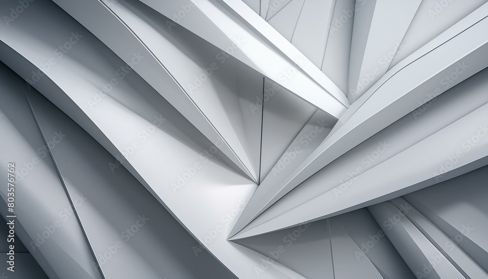 Origami-inspired paper folds creating sharp angles and shadows, in a ...