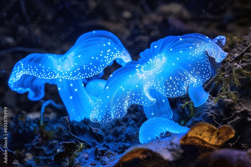 Strange creatures from another world glow with an eerie bioluminescence ...