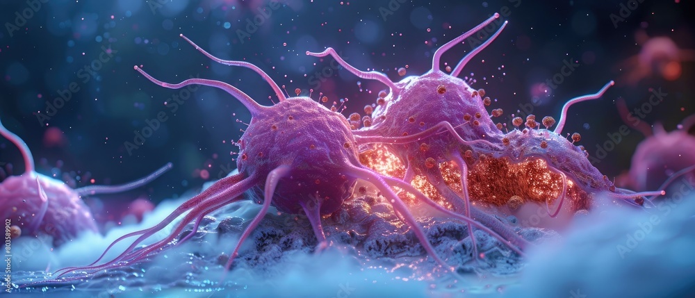 Detailed view of a 3D holographic display of a colon cancer model ...