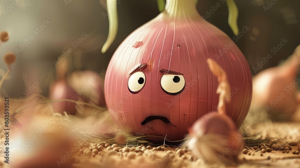 cute cartoon sad onion character generative ai. cartoons. Illustrations ...