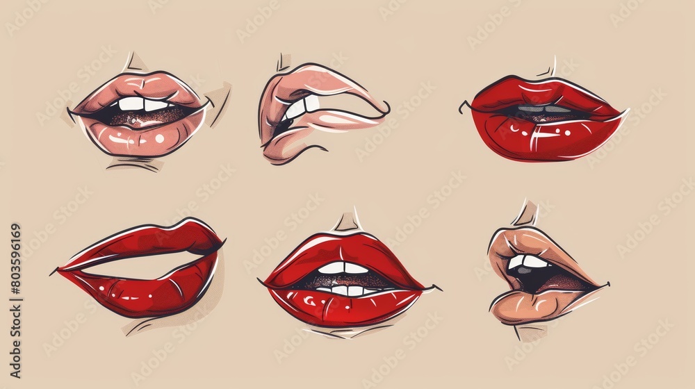 Hand drawn cartoon red lips illustration. cartoons. Illustrations Stock ...