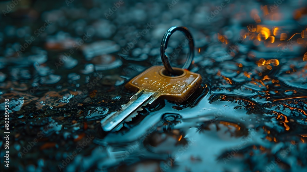 Low Angle Closeup Photography Of A Lost Car Keys In Rain/Flood, Lost ...