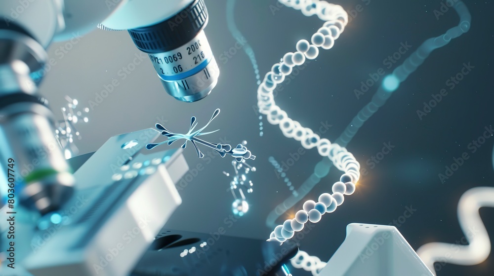 Gene editing using CRISPR technology, close-up, detailed microscope ...