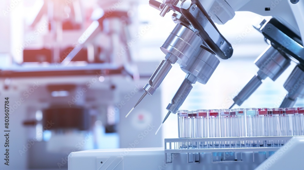 Testing pharmaceuticals in a high-throughput assay, close-up, detailed ...