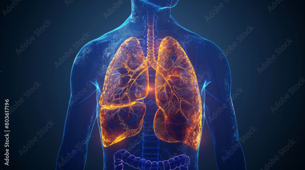 Stunning 3D visualization of the human respiratory system, highlighting ...