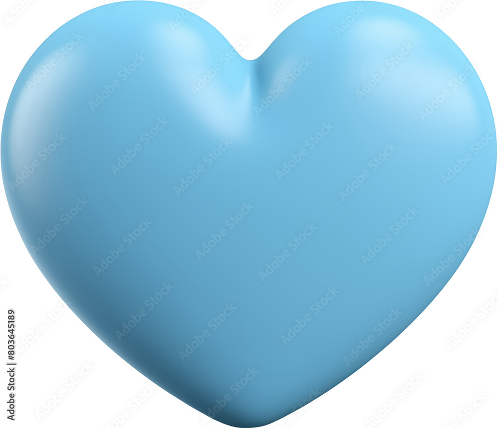 rounded 3d blue gradient heart, view from above, isolated on a ...