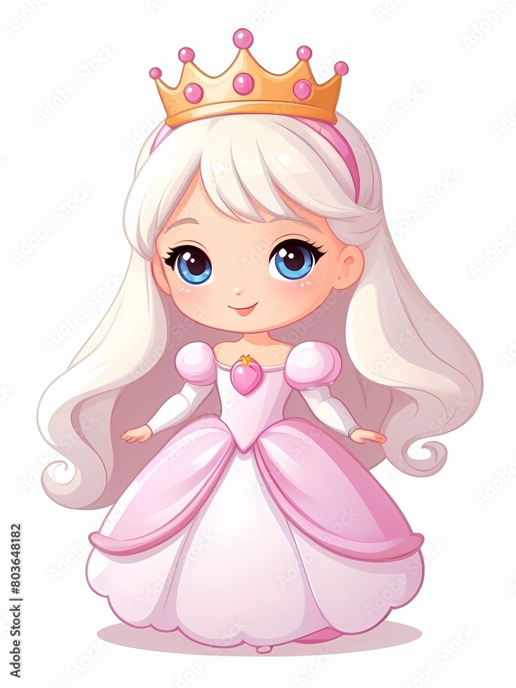 cute kawai cartoon princess wearing crown Stock Illustration | Adobe Stock