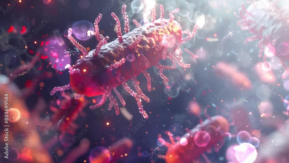 illustration of microorganism under the microscope. seamless looping ...