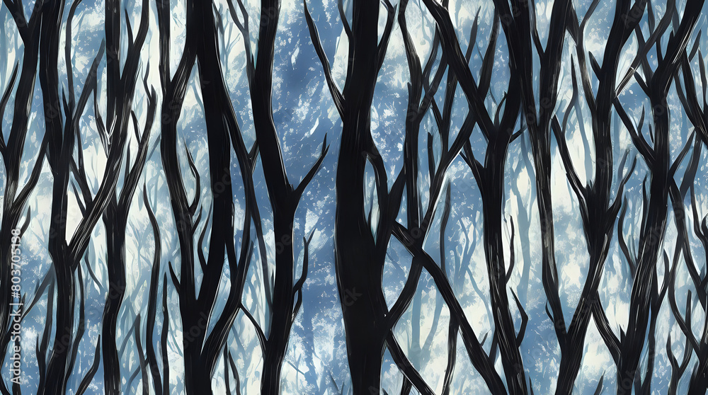 Midnight Shadows Abstract Forest Background with Silhouette Underbrush ...
