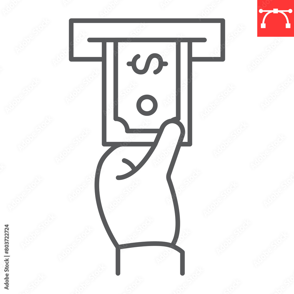 Withdraw line icon, payment method and finance, withdrawal vector icon ...