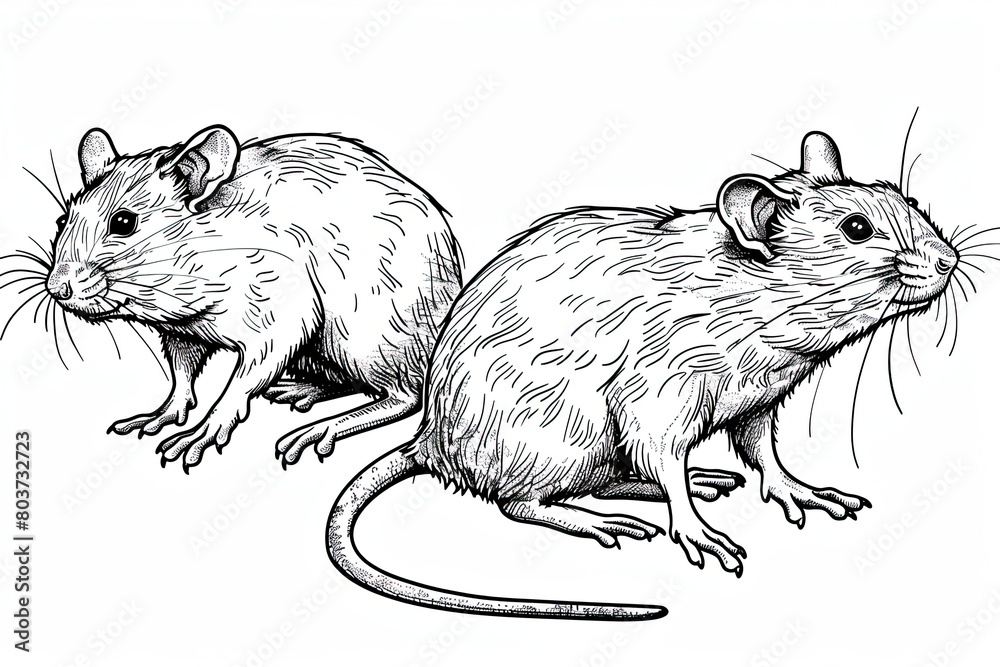 Rat illustration clear thick black outlines line art no missing arms no ...
