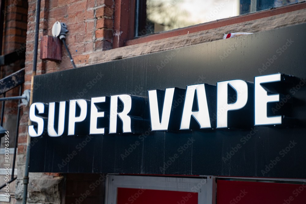 Super Vape store logo sign. Toronto, Canada - April 29, 2024. Stock ...