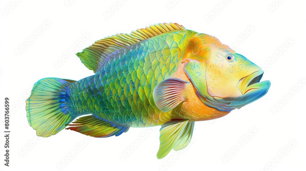 Napoleon Wrasse fish isolated on white. fish. Illustrations Stock ...