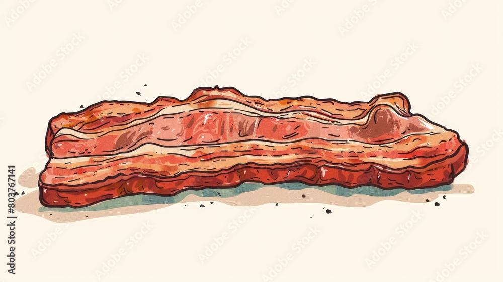 hand drawn cartoon gourmet bacon illustration. cartoons. Illustrations ...