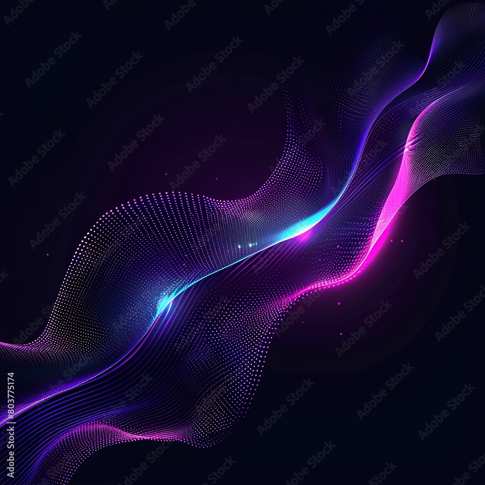 Dark abstract background with glowing wave Shiny moving lines design ...