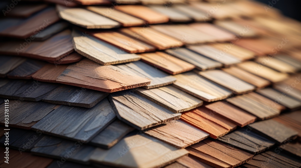 A stack of roof shingles ready for installation at a residential ...