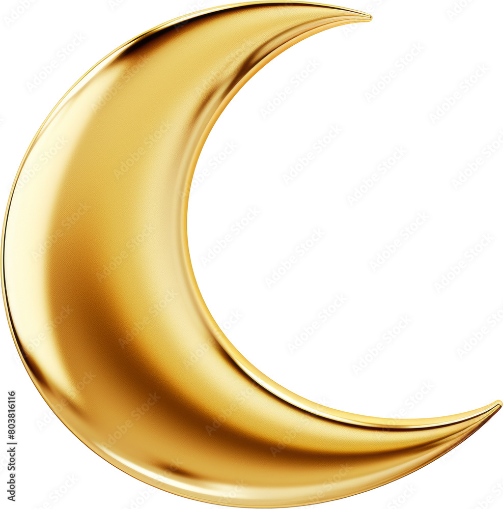 moon made of gold,golden moon isolated on white or transparent ...