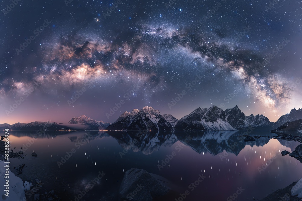 Ultrahigh definition stock photo of the Milky Way arching over a serene ...