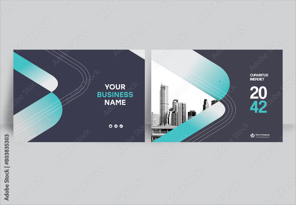 Green and Black Geometric Book Cover Layout Stock Template | Adobe Stock