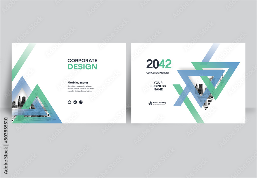 Green and Black Geometric Book Cover Layout Stock Template | Adobe Stock